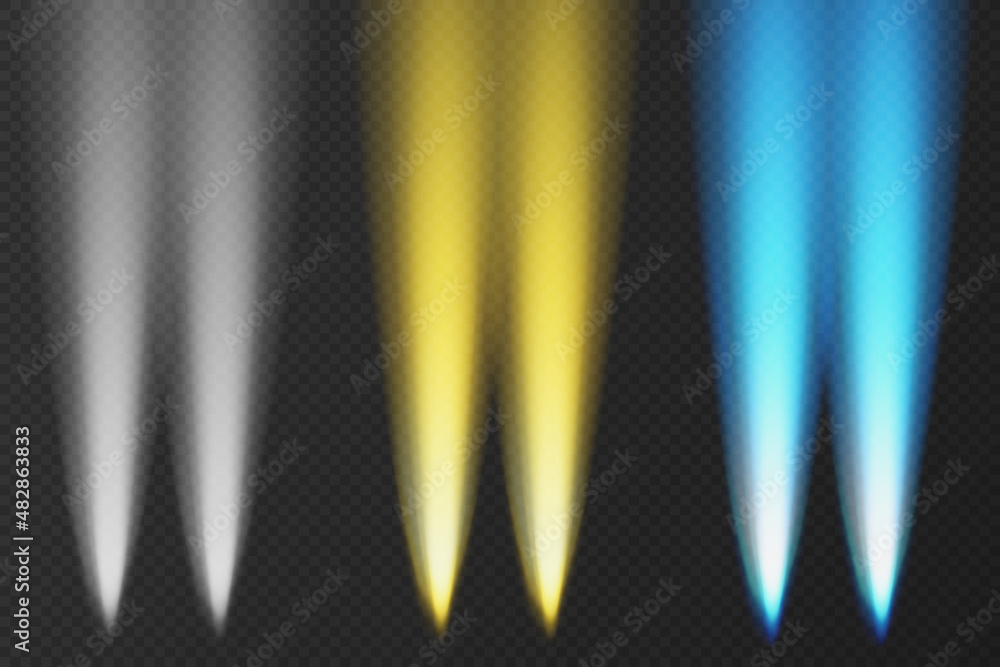 Set of transparent car headlight top view on dark background. Vector ...