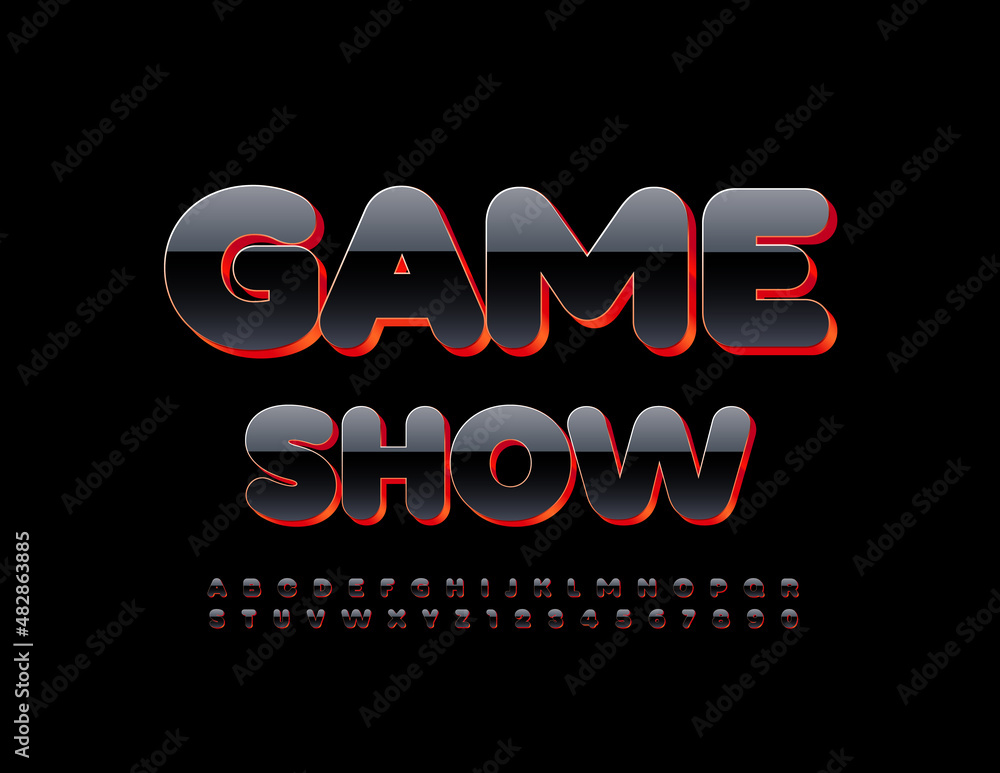 Vector creative Poster Game Show. Black and Red Glossy Font. Trendy ...