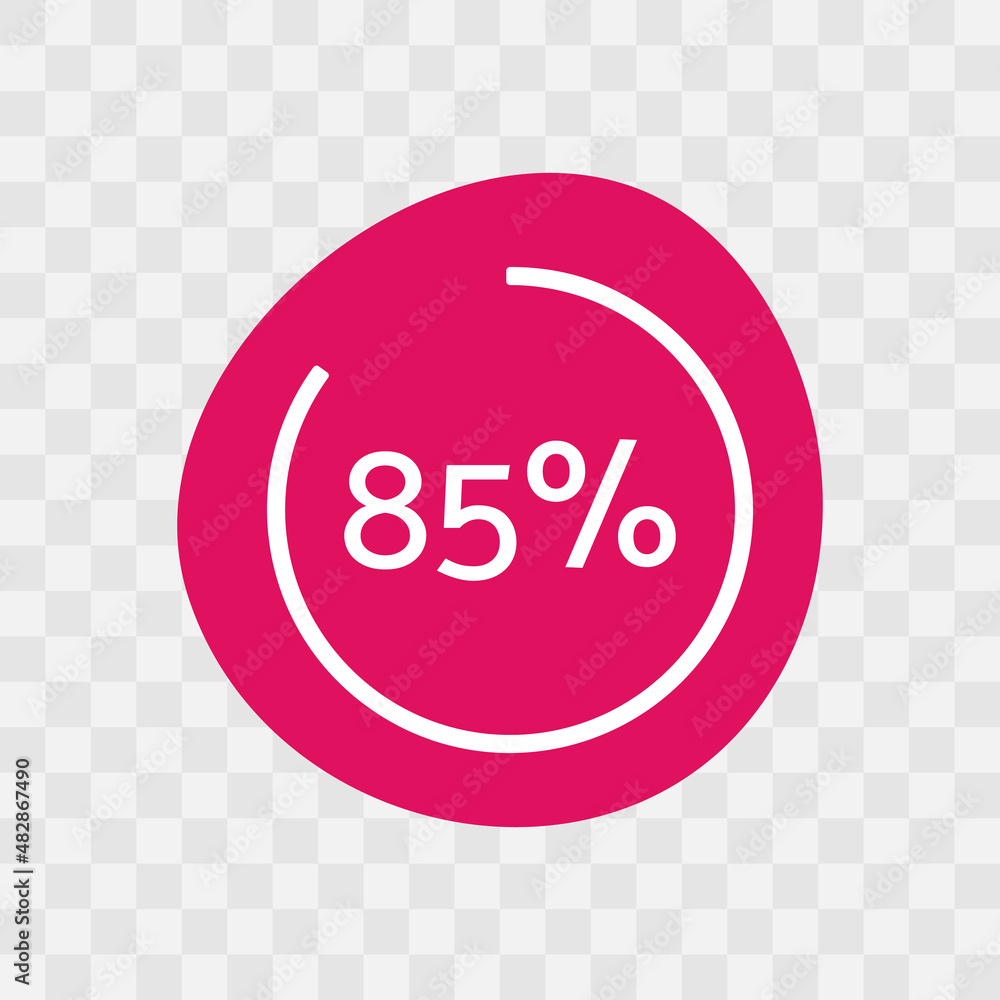 85 percent chart. Vector percentage infographics. Magenta isolated icon ...