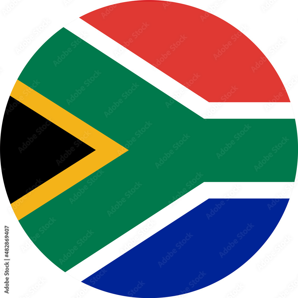 Vetor de South Africa flag in circle shape isolated on png or ...