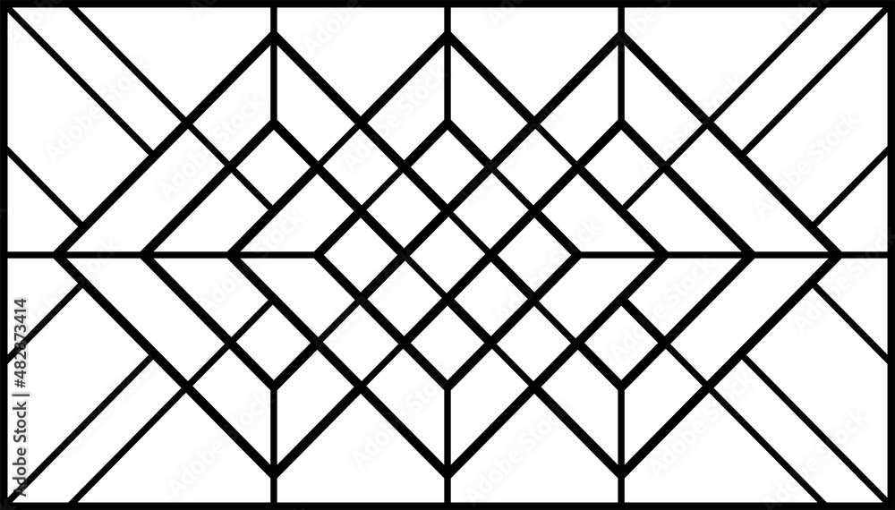 Vector sketch of a stained glass window. Vintage pattern. Abstract ...