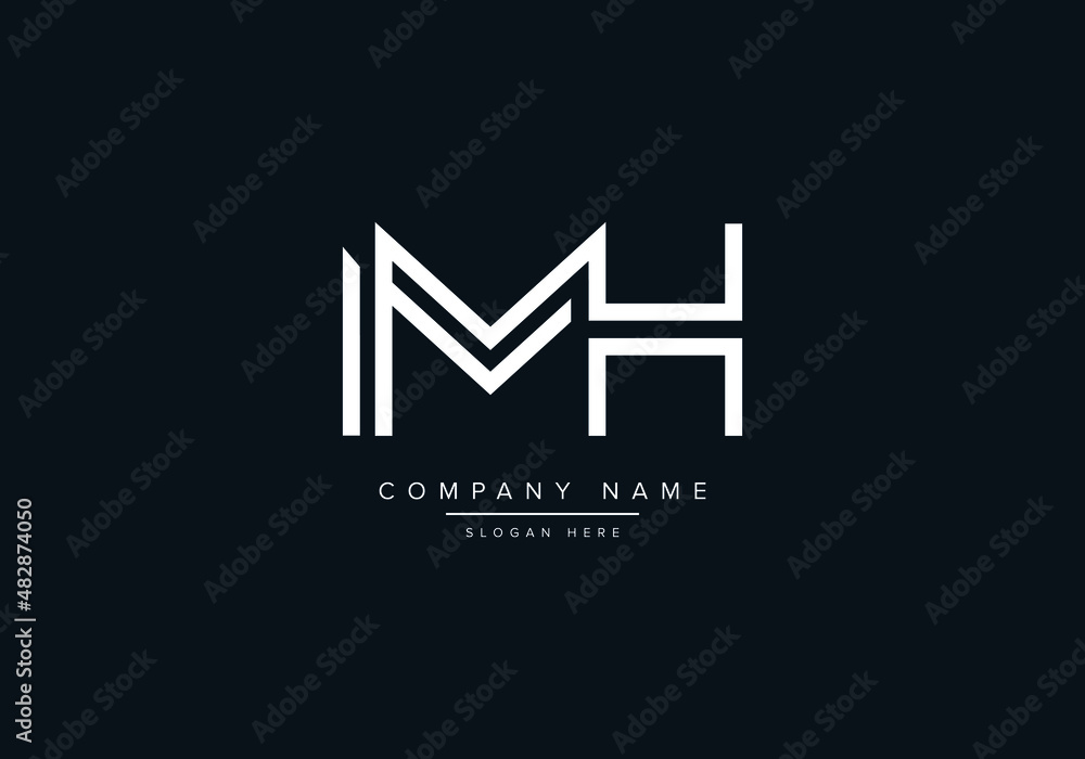 MH monogram logo design, MH HM creative minimal line art logo Stock ...