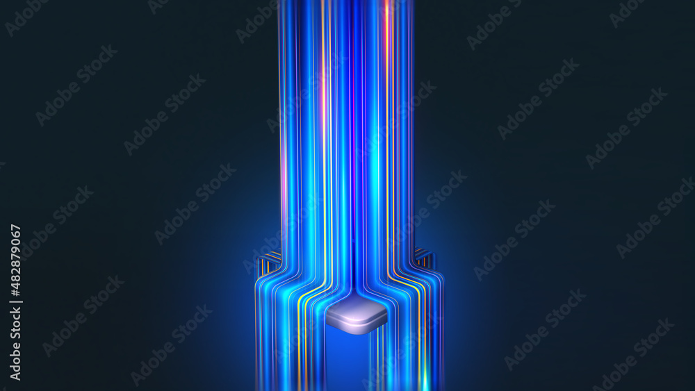 Global information flows, big data analytics. Stream of digital beams ...