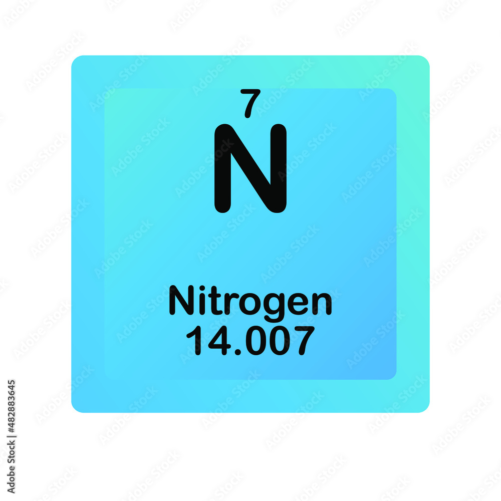 Nitrogen N Chemical Element vector illustration diagram, with atomic ...