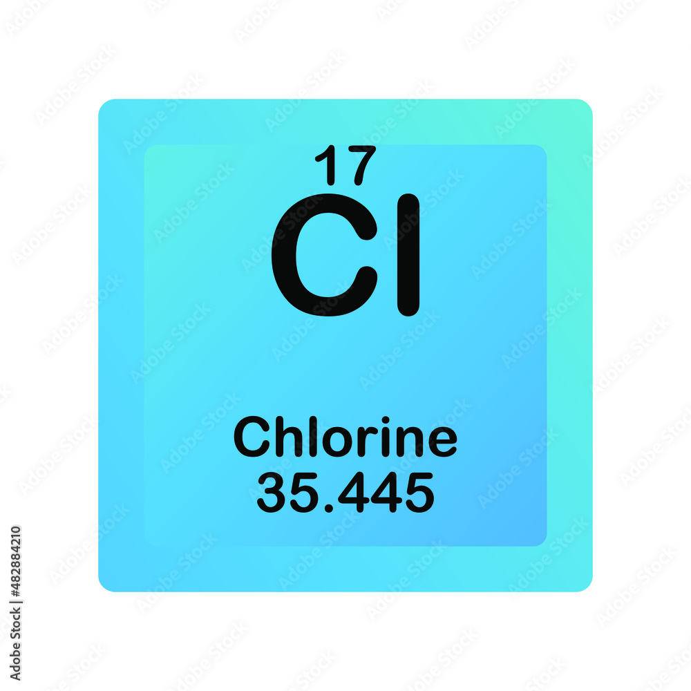 Chlorine Cl Chemical Element vector illustration diagram, with atomic ...