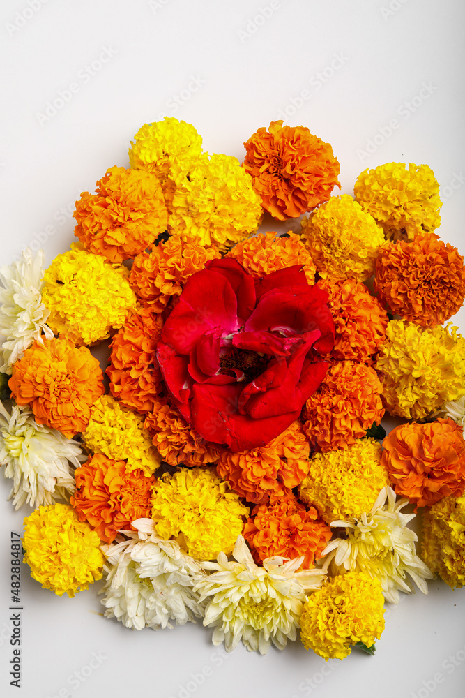 Marigold Flower rangoli Design for Diwali Festival , Indian Festival ...
