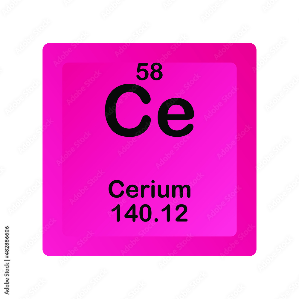 Cerium Ce Chemical Element vector illustration diagram, with atomic ...