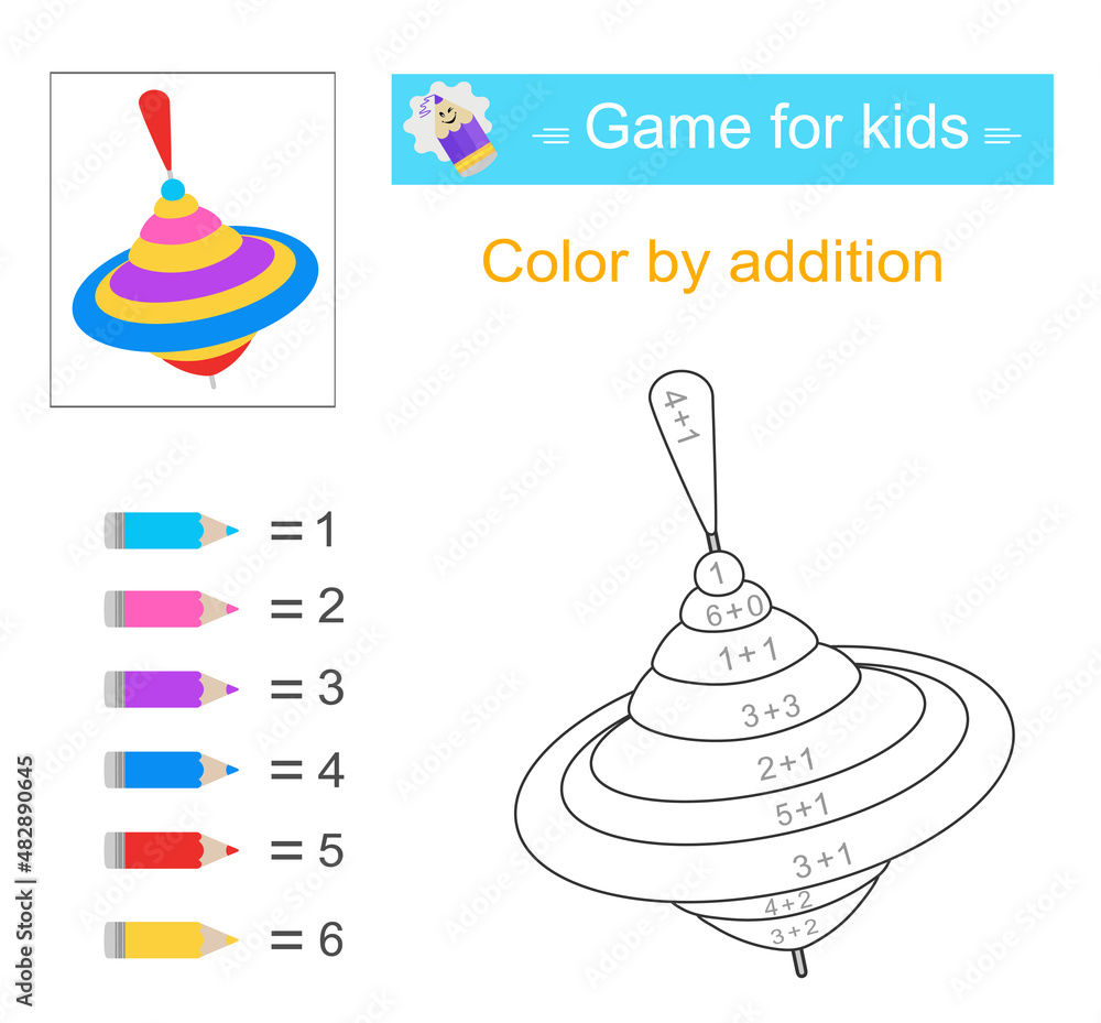 Color by addition. Math activity for kids. Developing numeracy skills ...