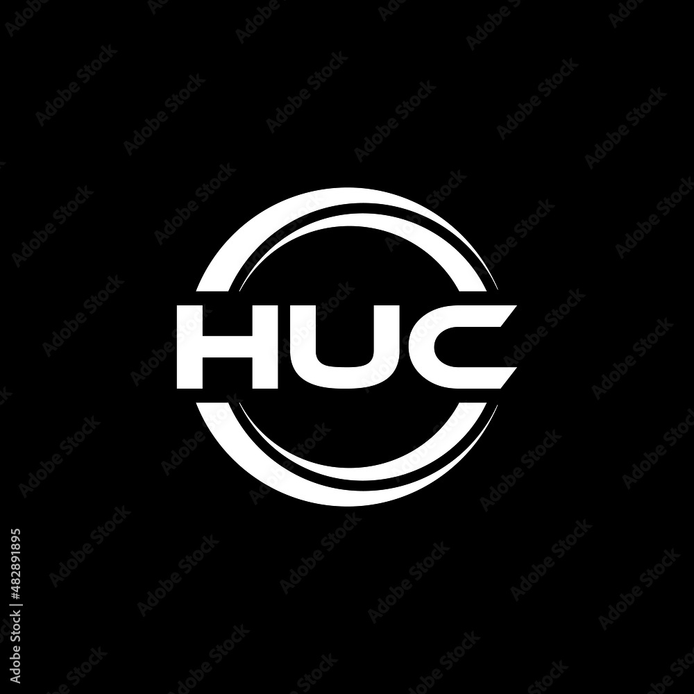 HUC letter logo design with black background in illustrator, vector ...
