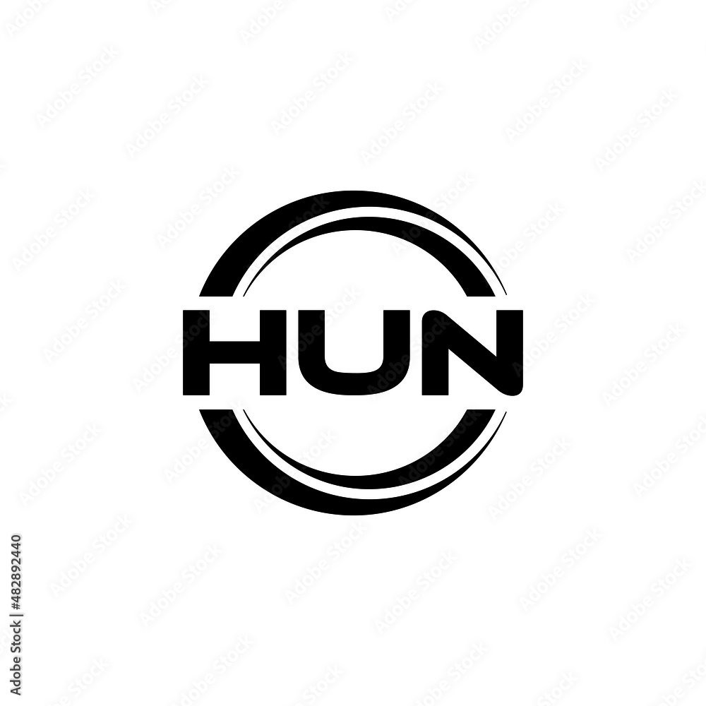 HUN letter logo design with white background in illustrator, vector logo modern alphabet font ...