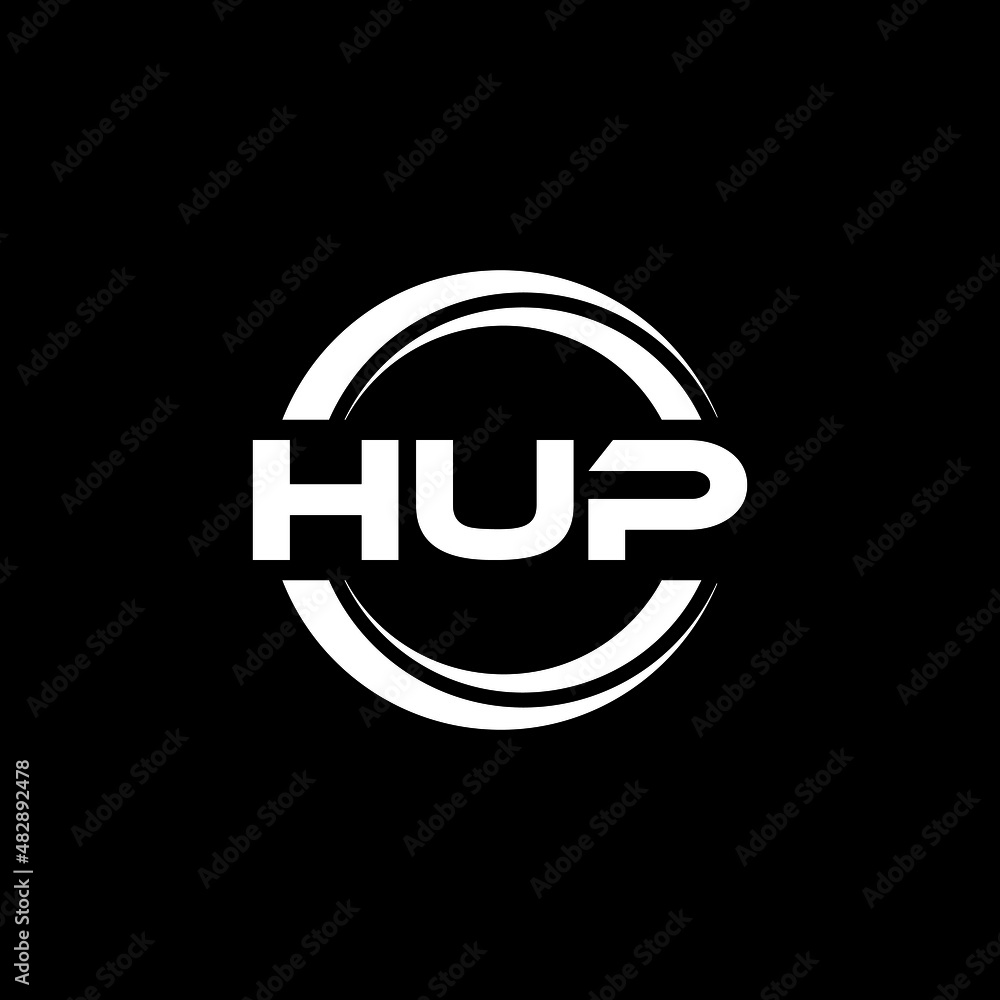 HUP letter logo design with black background in illustrator, vector ...