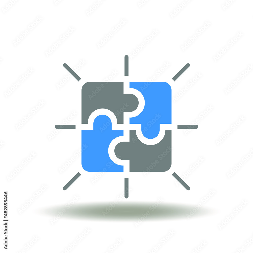 Vector illustration of puzzle pieces combined success. Icon of ...