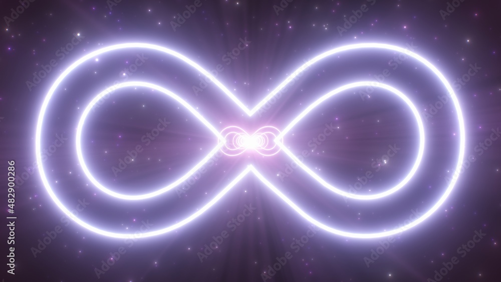 Infinity Symbol Sign Shape Moving Bright Neon Lights Tunnel Forever ...