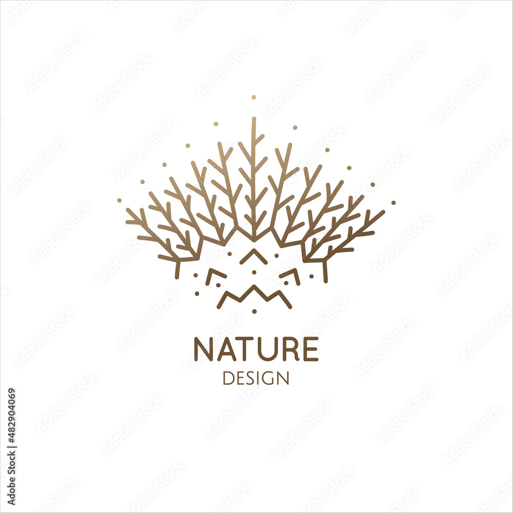 Modern abstract nature logo. Natural symbol of forest, lake. Herbal ...