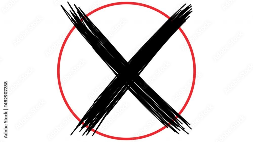 Vidéo Stock Cross-out sign animation in 4k on a white background with ...