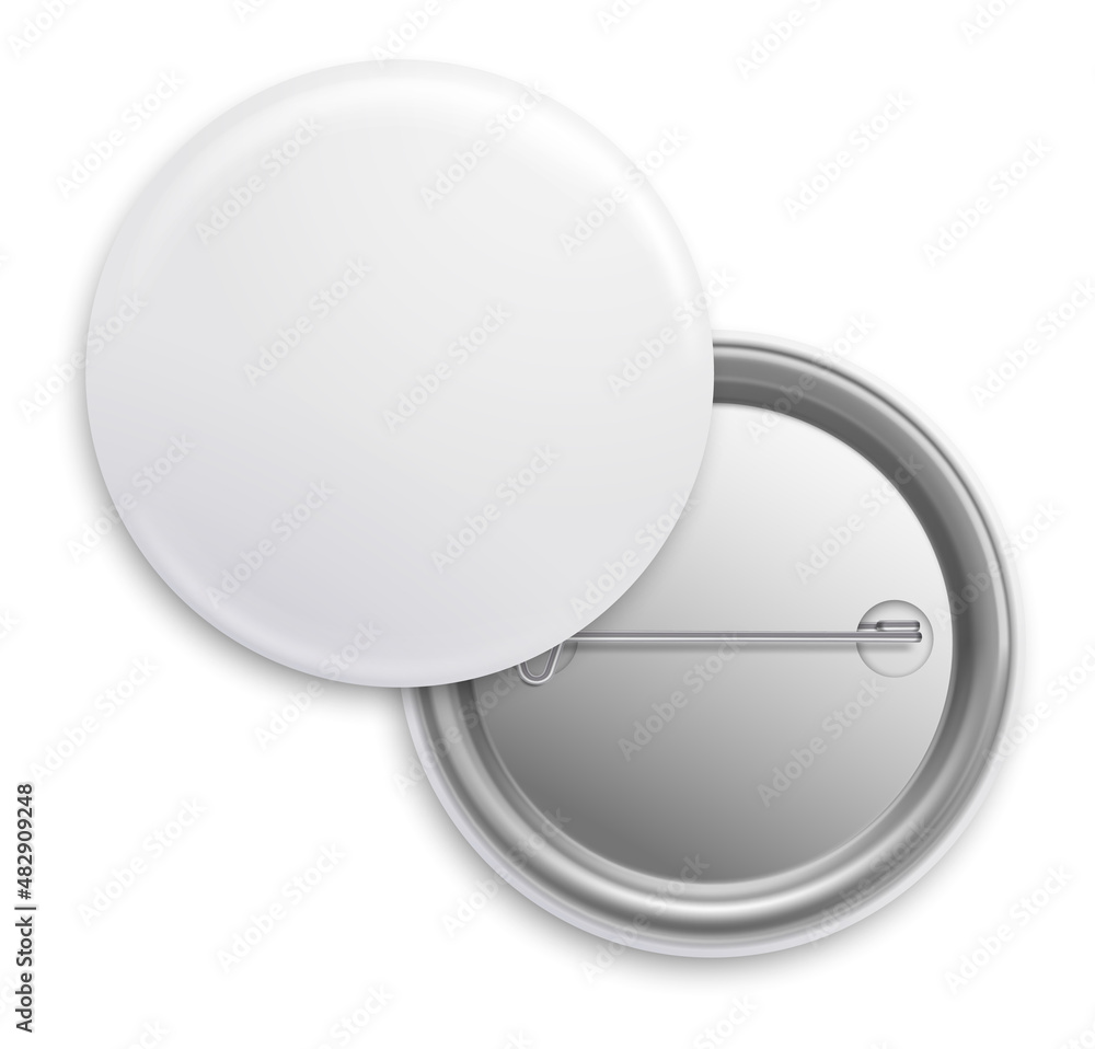 Blank pin badge mockup. Front and back view Stock Vector | Adobe Stock