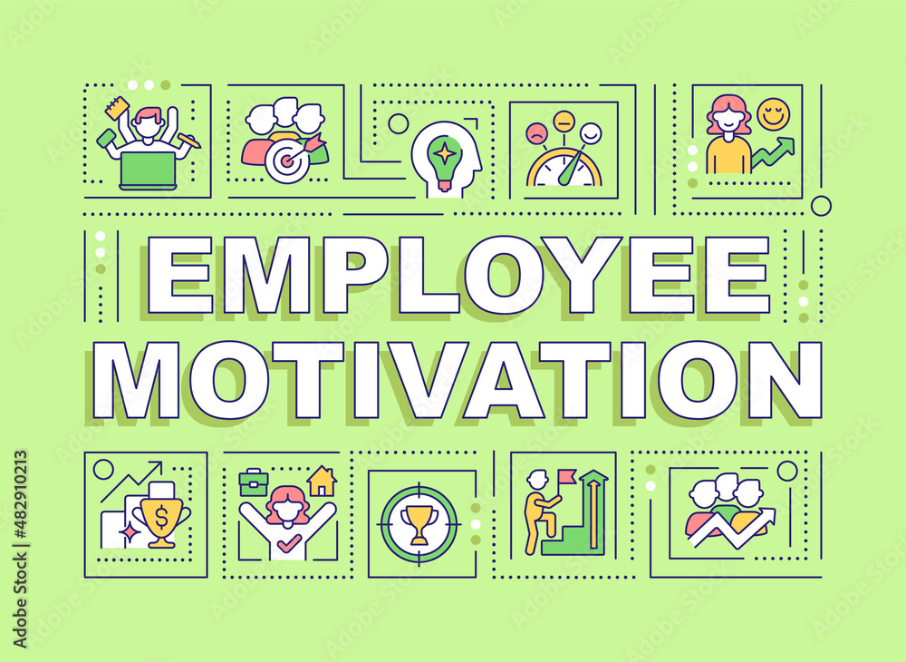 Employee motivation word concepts green banner. Provide feedback and ...