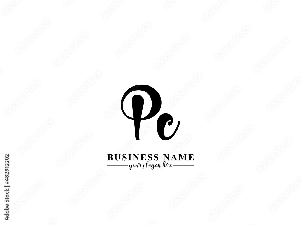 Initial Luxury PC Signature Logo, Creative Signature pc logo image with ...