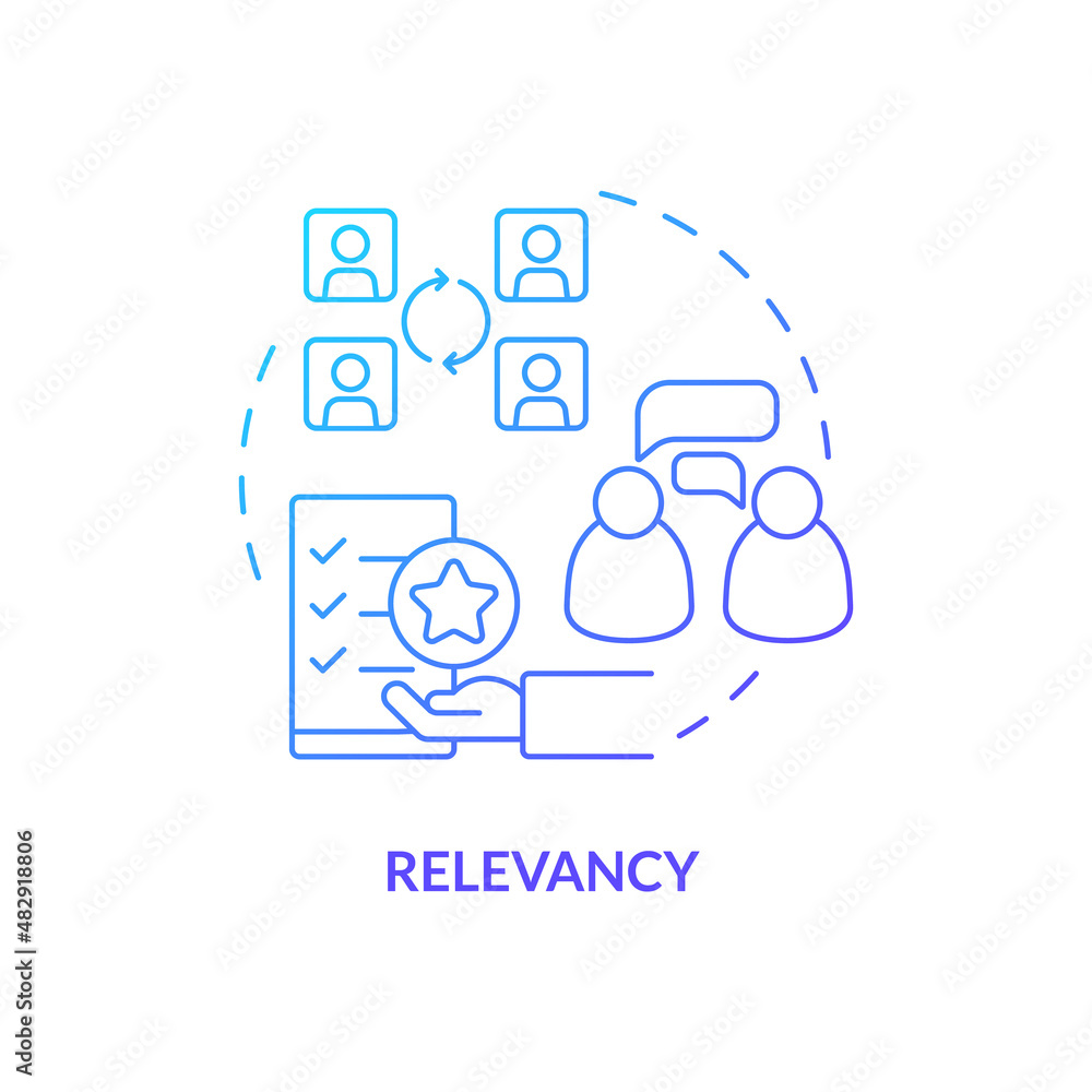 Relevancy blue gradient concept icon. Exchange relevant information ...