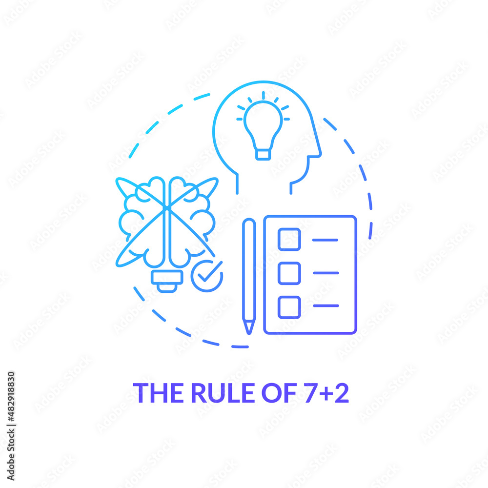 Short term memory blue gradient concept icon. Rule of seven plus minus ...