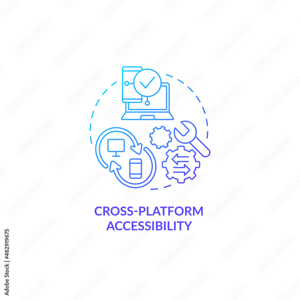 Cross platform accessibility blue gradient concept icon ...