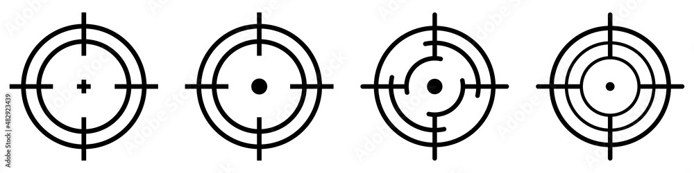 Set of targe destination icon. Target and aim, targeting and aiming ...