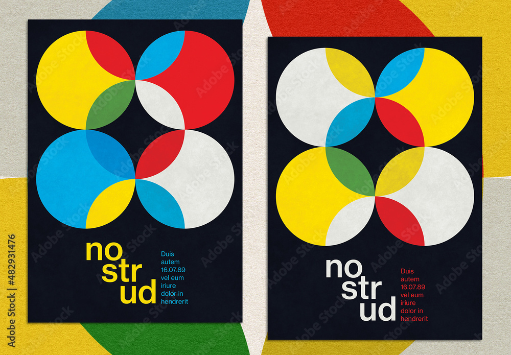 Vintage Colorful Poster Layout with Circles Shapes Stock Template ...