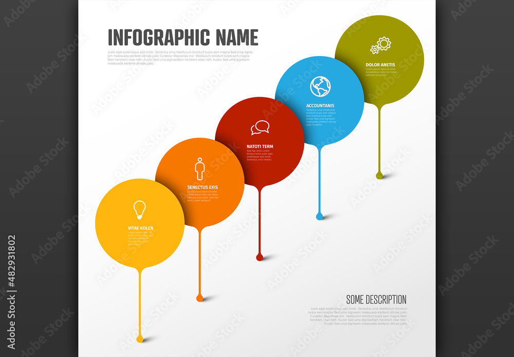Light Infographic Layout with Bubble Pointers on the Line Stock ...