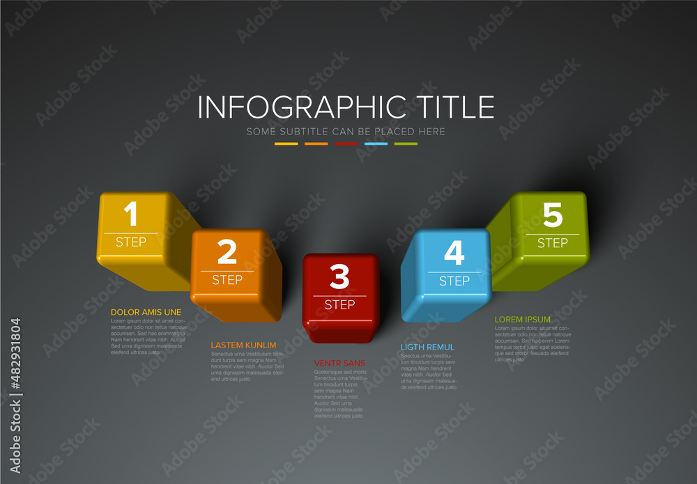 Vector Colorful Multipurpose Infographic Layout with Five Cube Steps ...