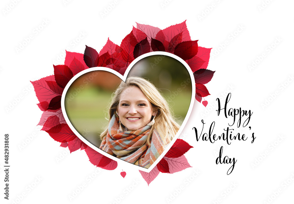 Happy Valentines Day Card Photo Frame Layout Stock Template | Adobe Stock