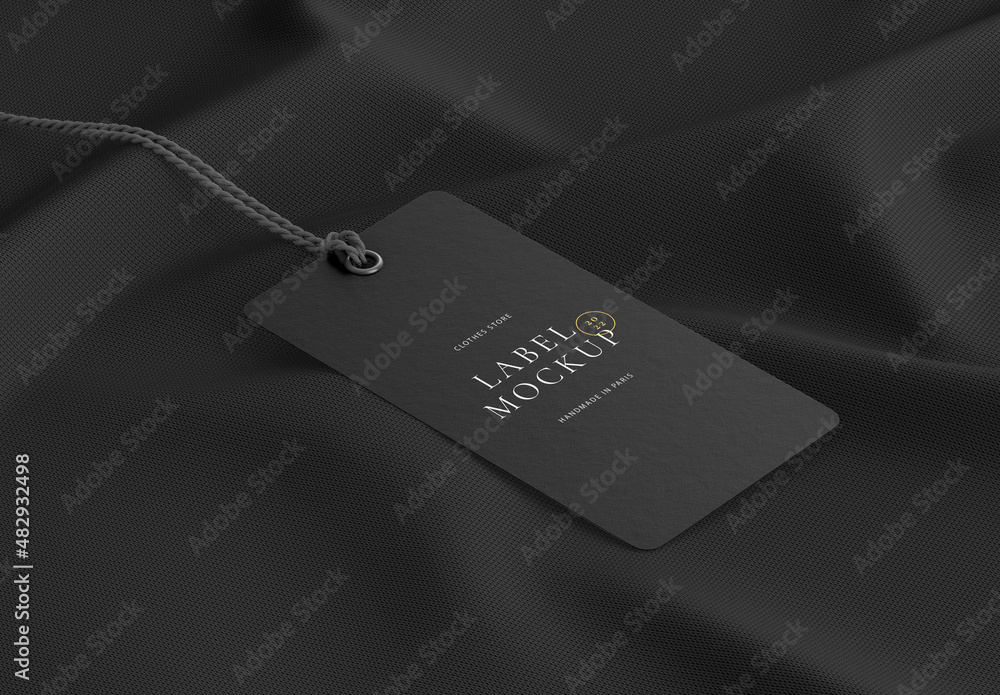 3D Clothes Tag Mockup on Fabric Stock Template | Adobe Stock