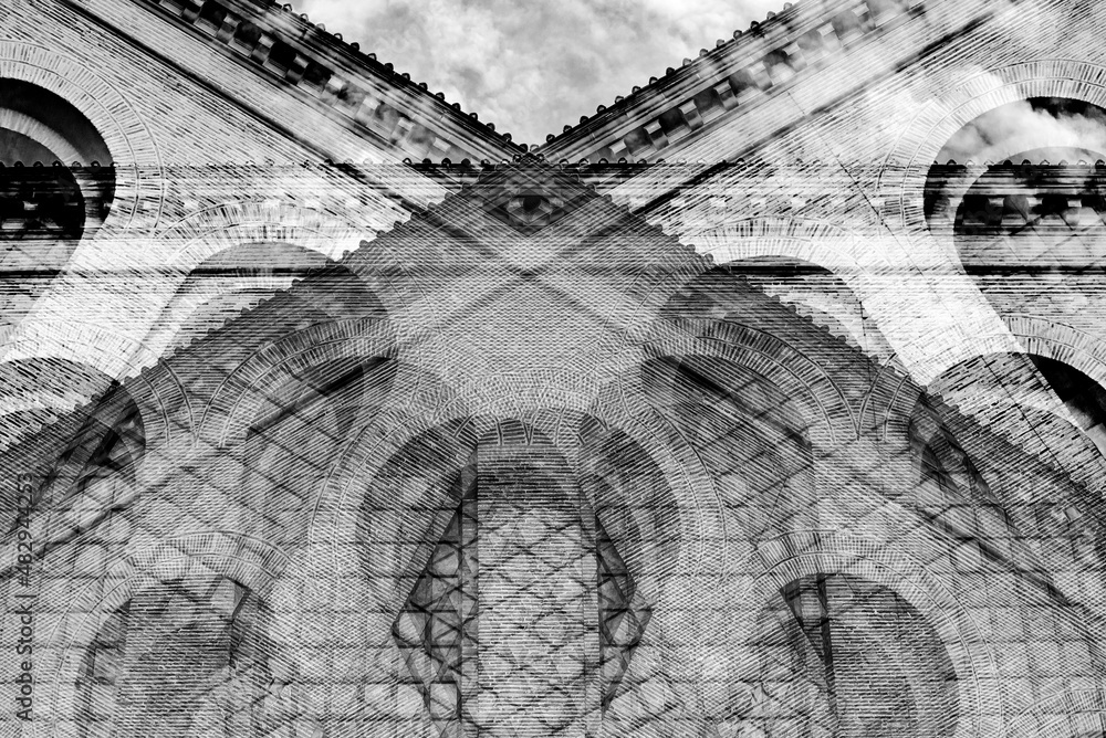 Foto de Abstract antique architecture, three exposures in one picture ...