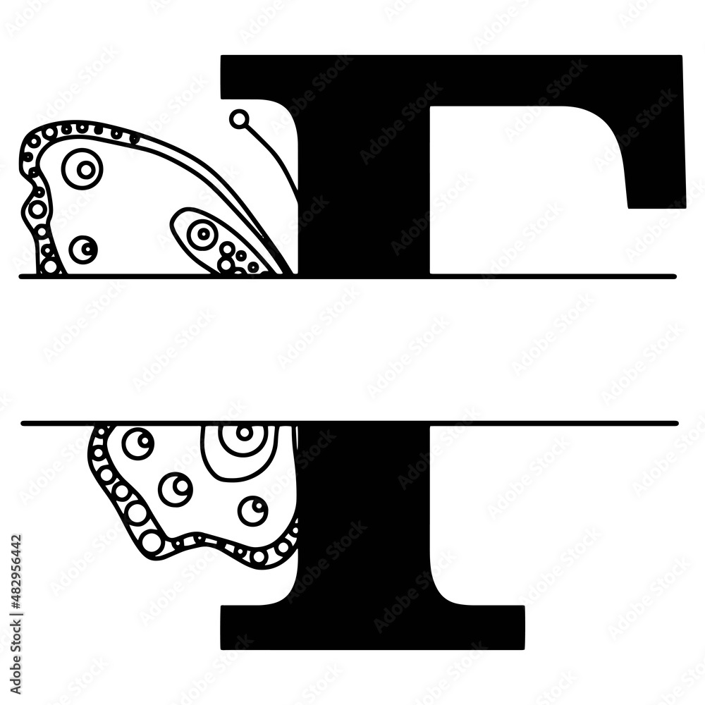 Letter F with butterfly silhouette. Wings butterfly logo template ...