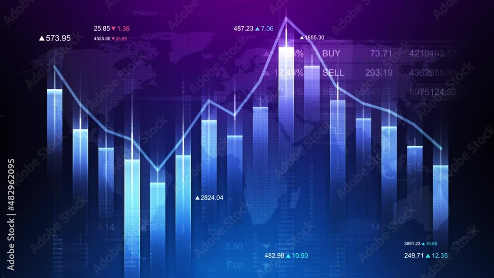 Finance abstract background with chart motion. Futuristic graph and ...
