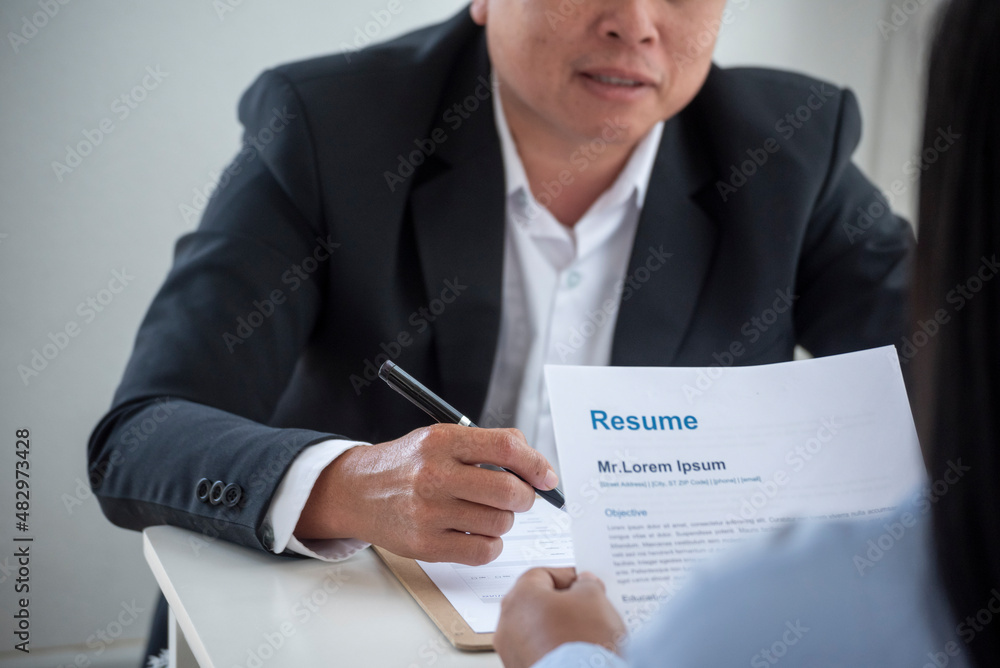 Businessman job interview by human resource HR officer interviwing ...