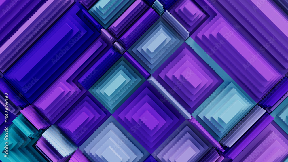 Purple and Turquoise Tech Background with a Geometric 3D Structure ...