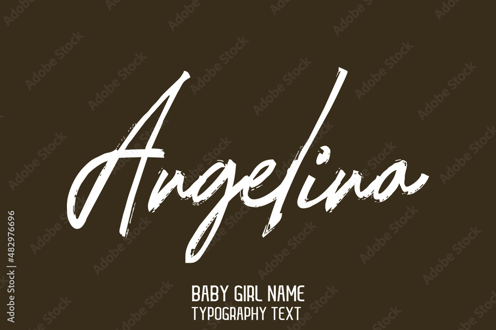 Angelina Baby Girl Name Handwritten Lettering Modern Calligraphy on ...