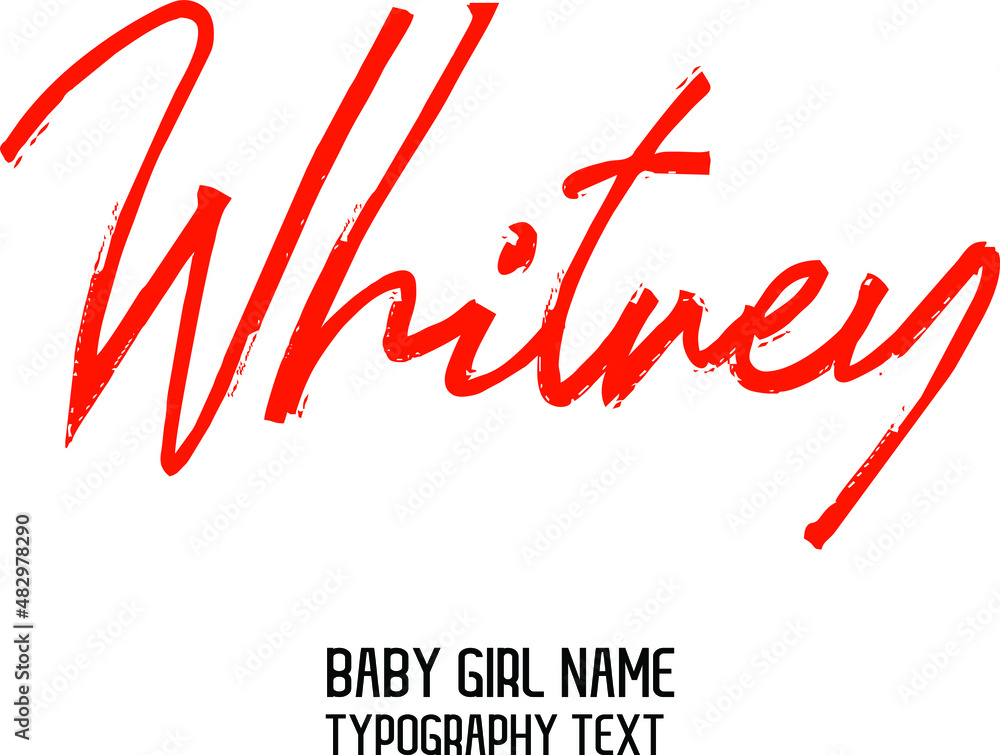 Poster Whitney Female Name Handwritten Lettering Modern Red Color ...