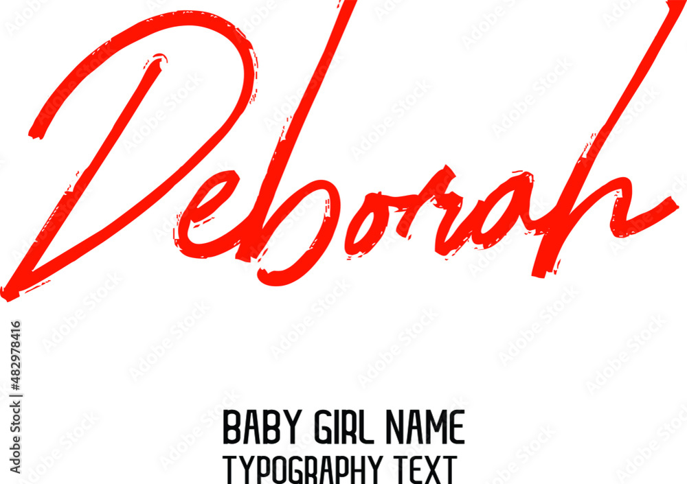 Deborah Female Name Handwritten Lettering Modern Red Color Typography ...