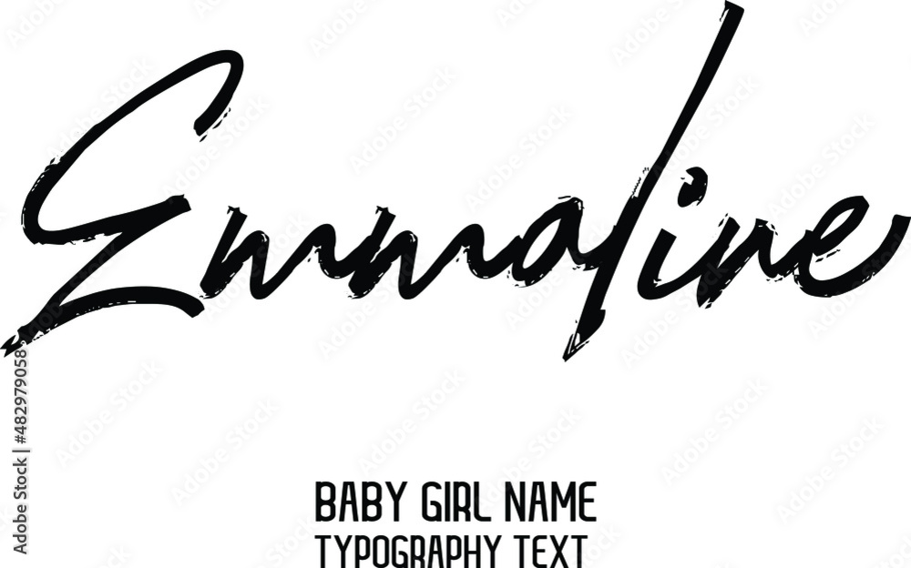 Emmaline Baby Girl Name Handwritten Lettering Modern Black Color ...
