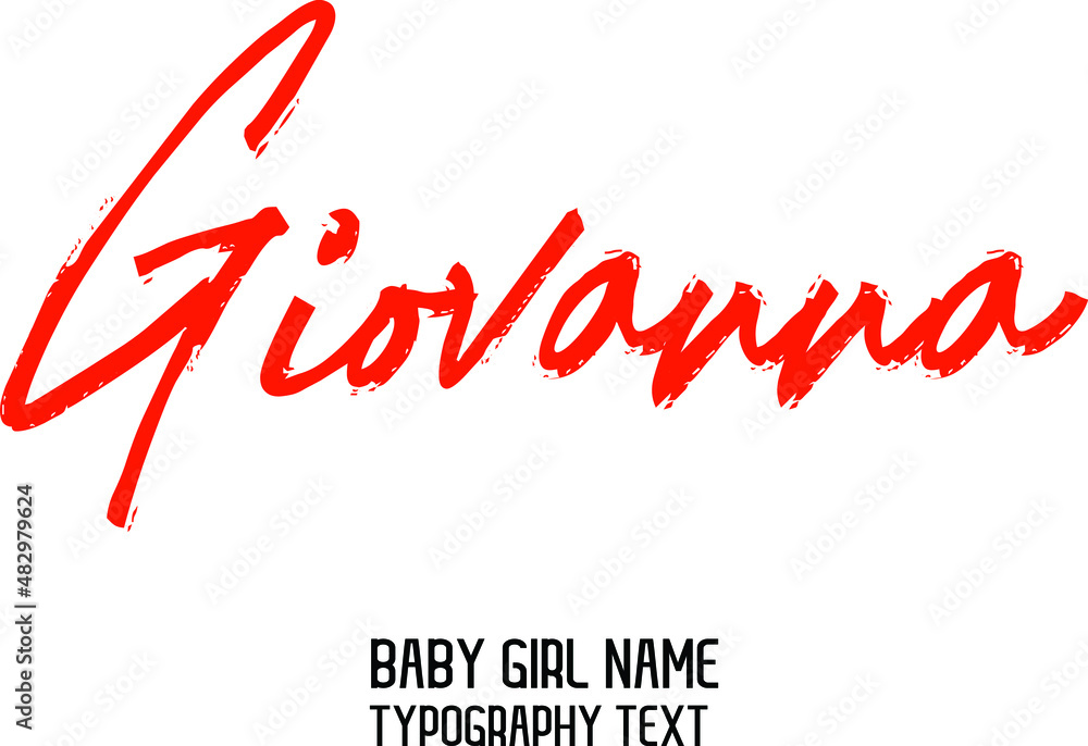 Giovanna Girl Baby Name in Stylish Cursive Red Color Calligraphy ...