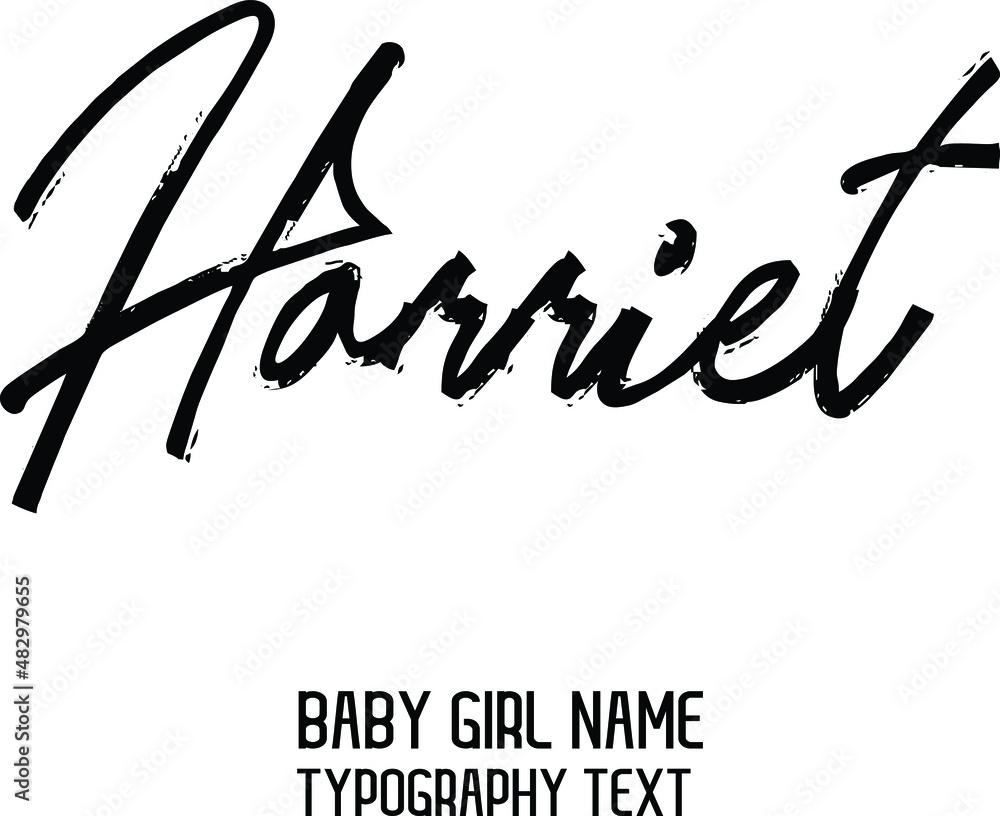 Harriet Baby Girl Name Handwritten Lettering Modern Black Color ...