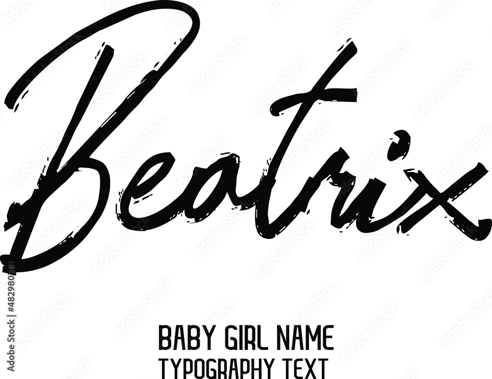Vetor de Beatrix Girl Name in Beautiful Cursive Hand Written Black ...
