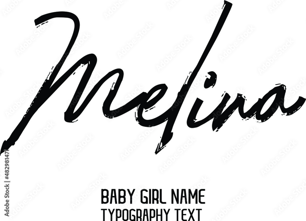 Melina Girl Name in Stylish Black Brush Typography Text Lettering Stock ...