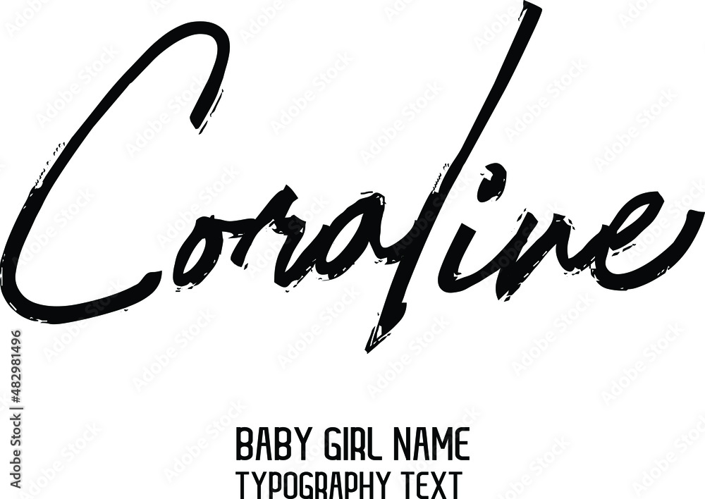 Coraline Girl Name in Stylish Black Brush Typography Text Lettering ...