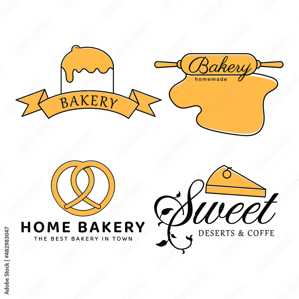 Bakery logotypes set. Bakery, Cupcakes, and deserts vintage design ...