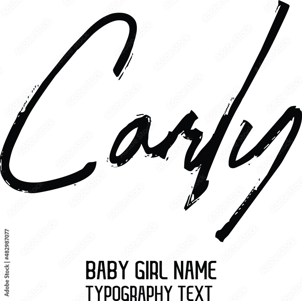 Carly Baby Girl Name Handwritten Lettering Modern Brush Text ...