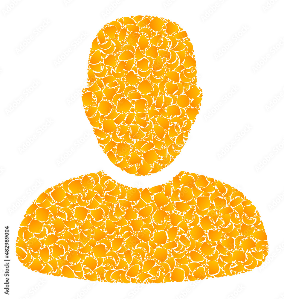 Vector golden user mosaic icon. User is isolated on a white background ...