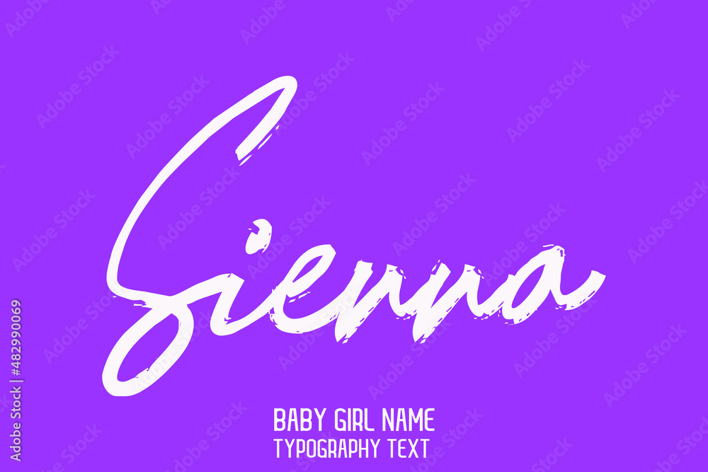 Sienna Lettering Sign in Stylish Typography Text Baby Name on Purple ...