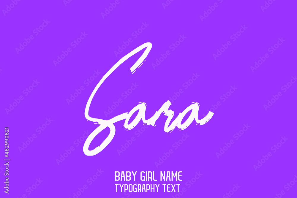 Sara Woman's Name in Brush Typography Text on Purple Background ...
